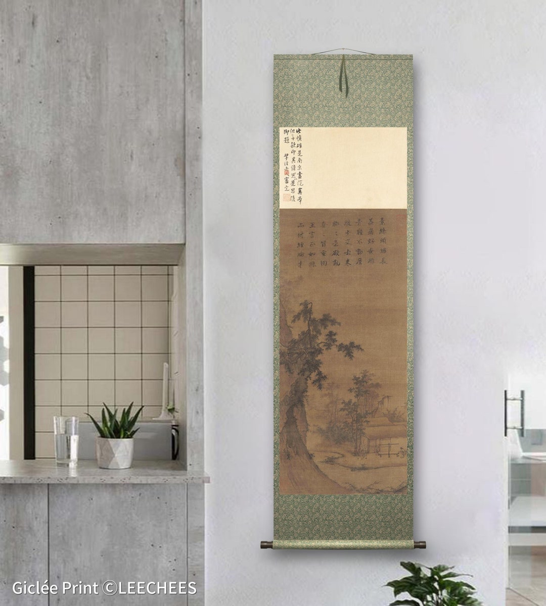 Ancient Landscape Painting, Chinese Literati Painting, Ink on Silk ...