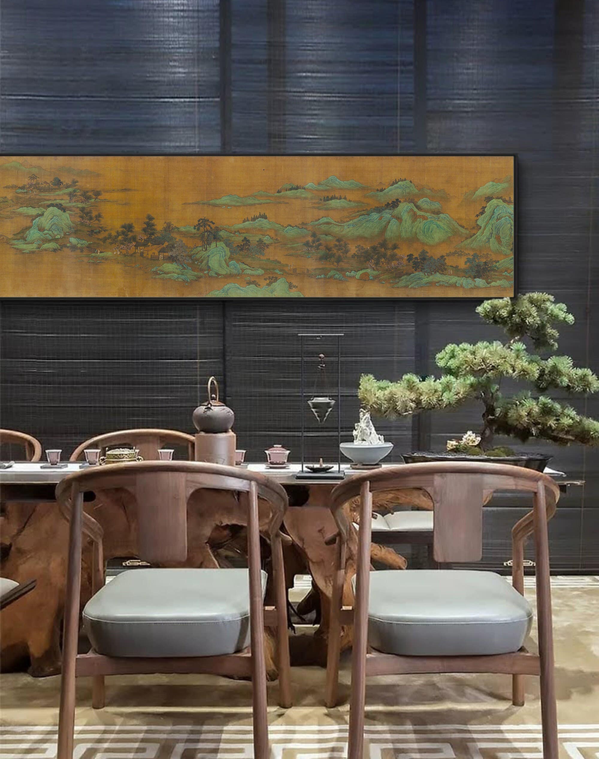 Blue-green Shan Shui Painting, Horizontal Narrow Spring Mountain ...