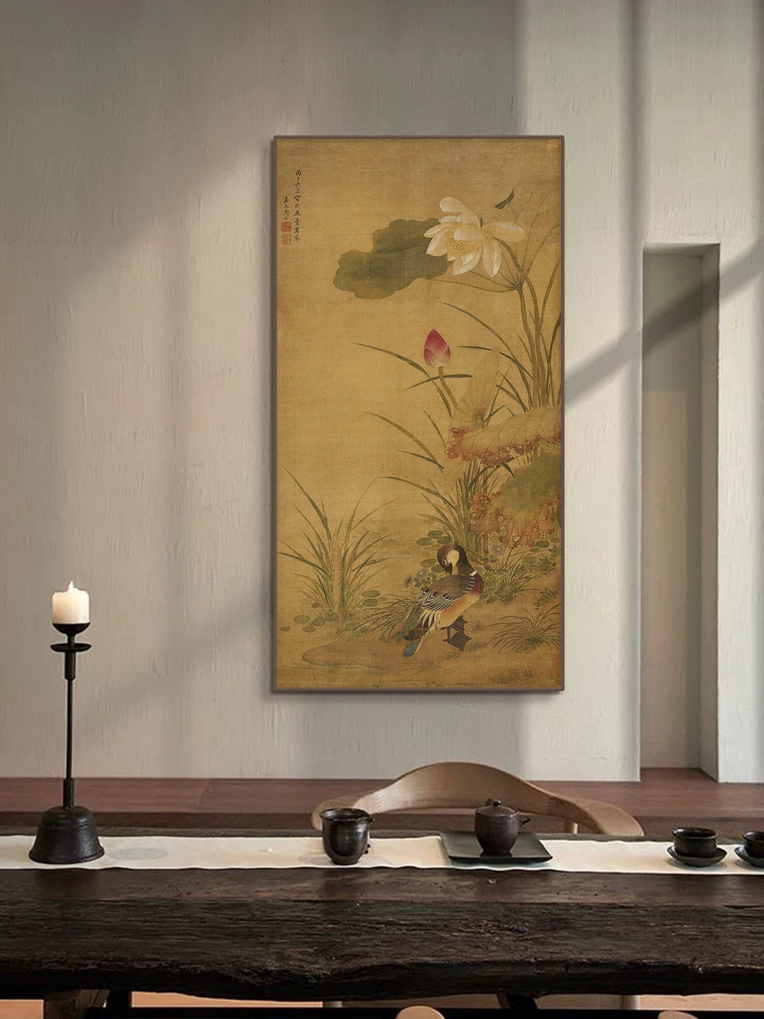 Lotus and Wild Duck, by Zhou Quan, Retro Style Lotus Art, Chinese ...