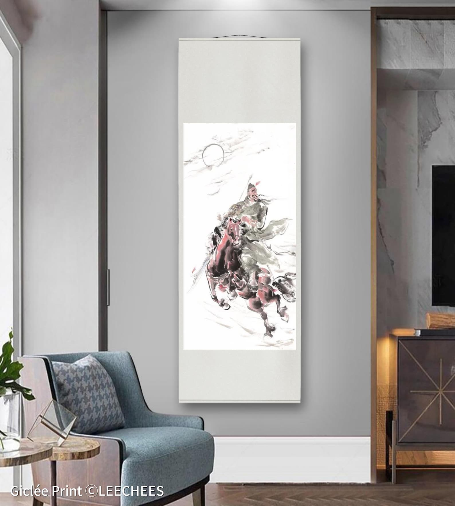 Portrait of the Fierce General - Guan Yu and His War Horse, Chinese Ink ...