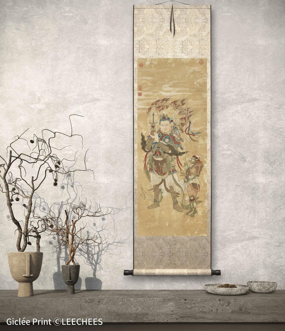 Portrait of Guardian Heavenly King, Traditional Chinese Religious Deity ...