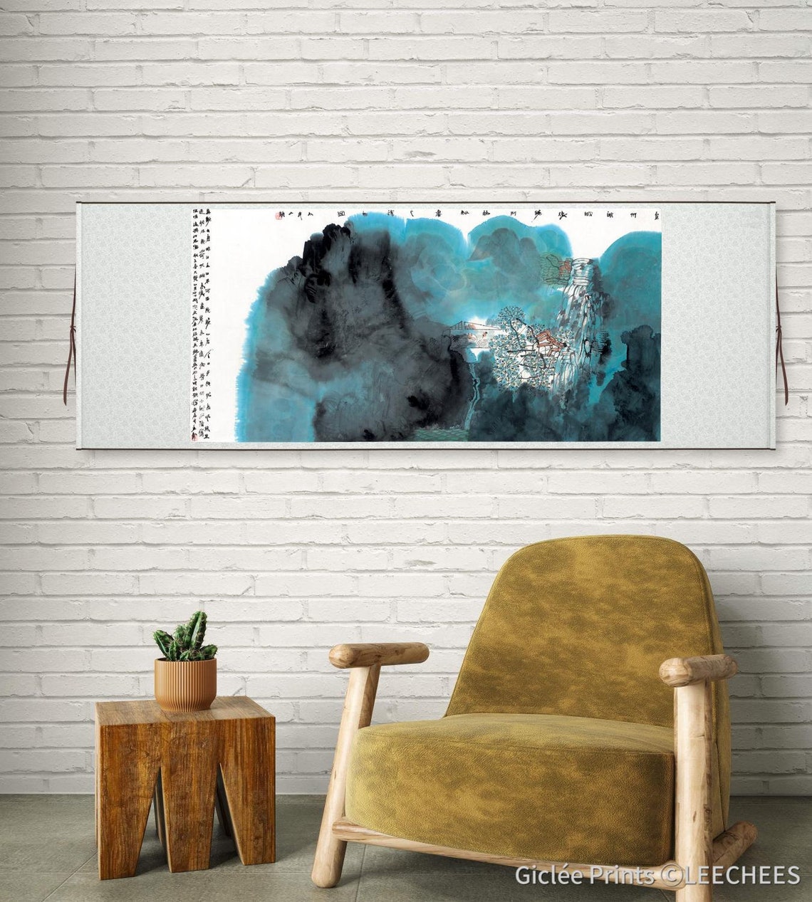 Horizontal Abstract Landscape Painting Ink Brush Mountain - Etsy