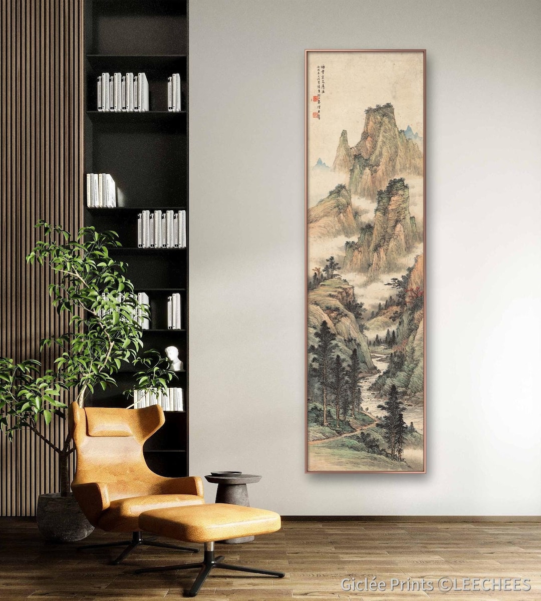 Chinese Retro Style Shan Shui Wall Hanging, Silk Hanging Scroll, Long ...
