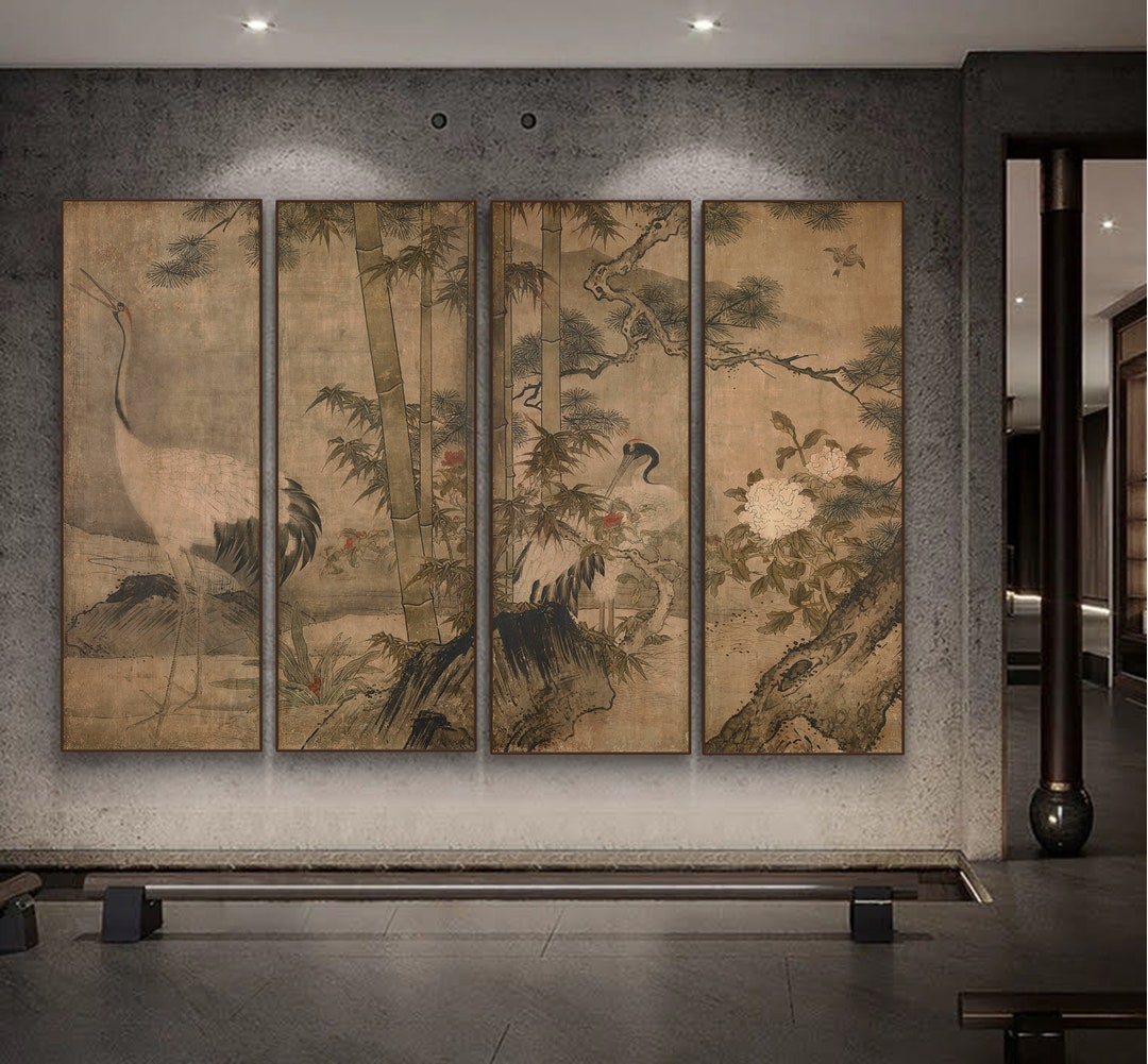 Red Crowned Crane Auspicious Wall Art, Giclee Print, Sesshū, 雪舟等杨, 1420 ...