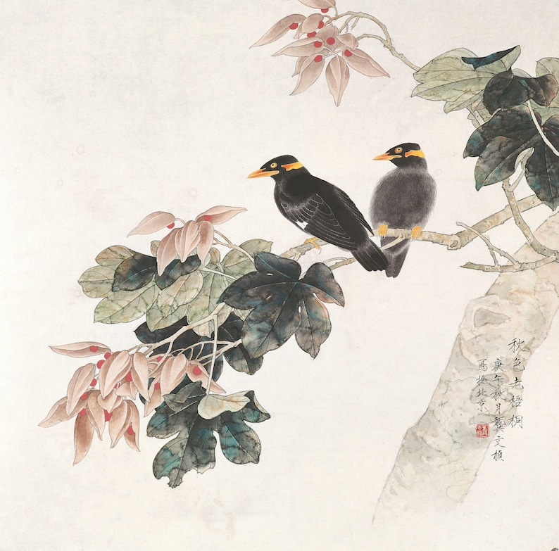 Chinese Art print Gongbi Painting Chinese painting Fall | Etsy
