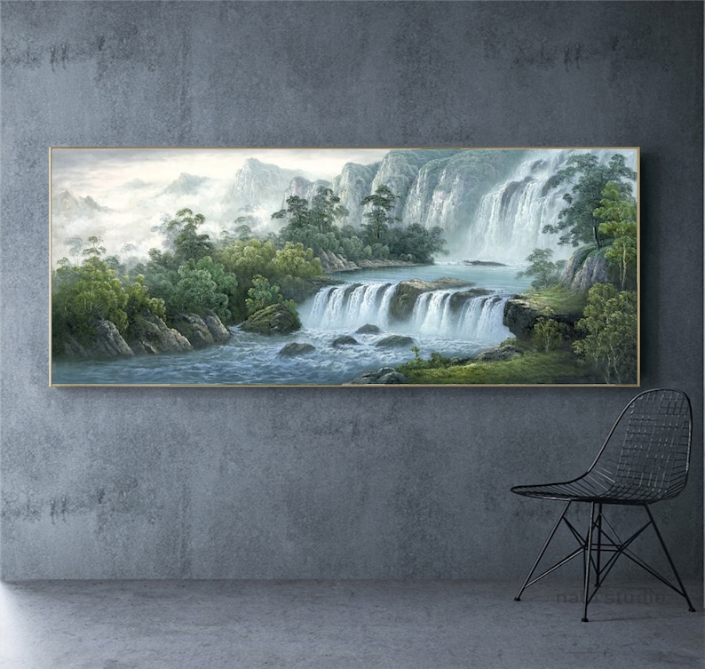 Extra Large Wide Waterfalls and Misty Forests Background Wall Art ...