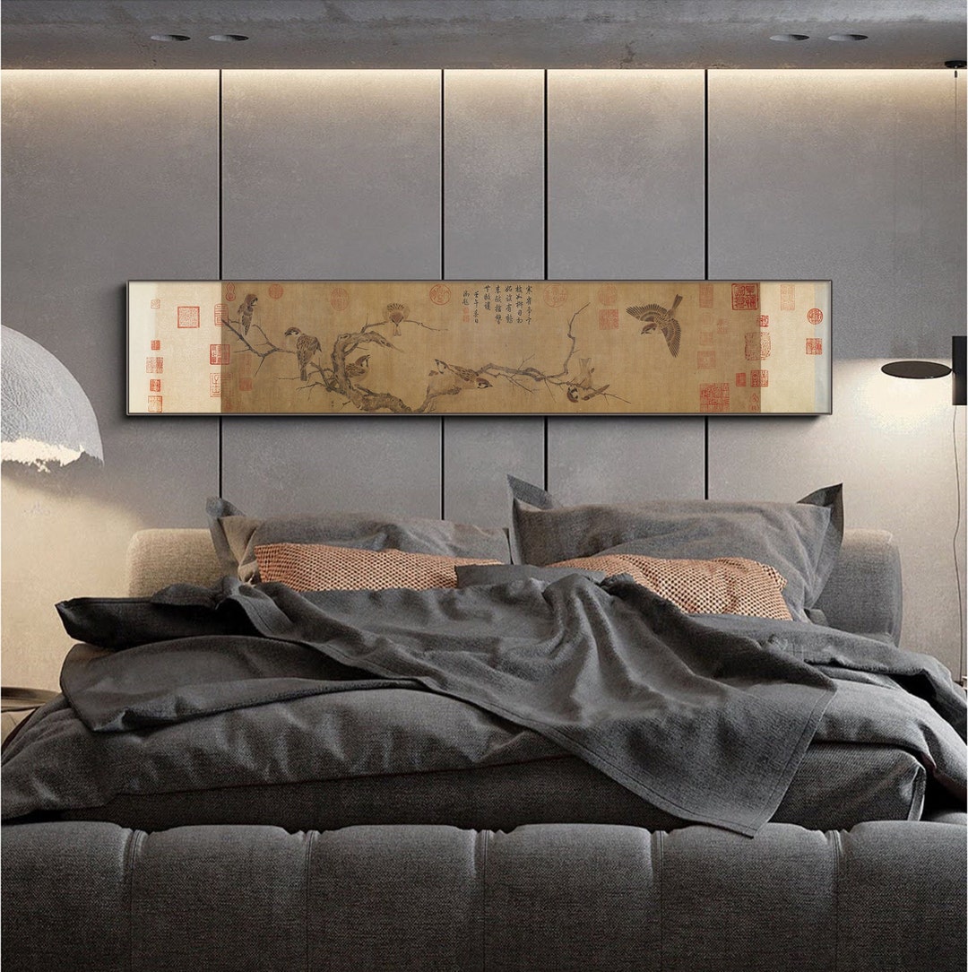 Sparrows by Cui Bai, 12th Century, Chinese Antique Painting Silk Print ...