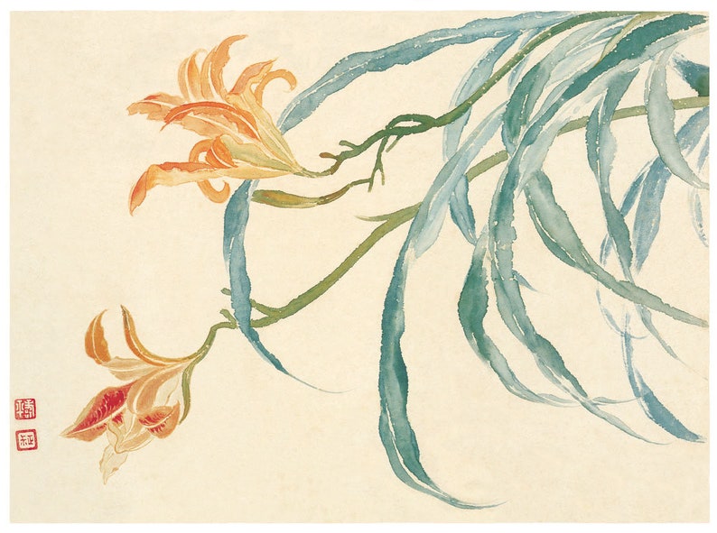 Chinese Boneless Painting, Flower Art Silk Prints, 没骨 Chinese Botanic ...