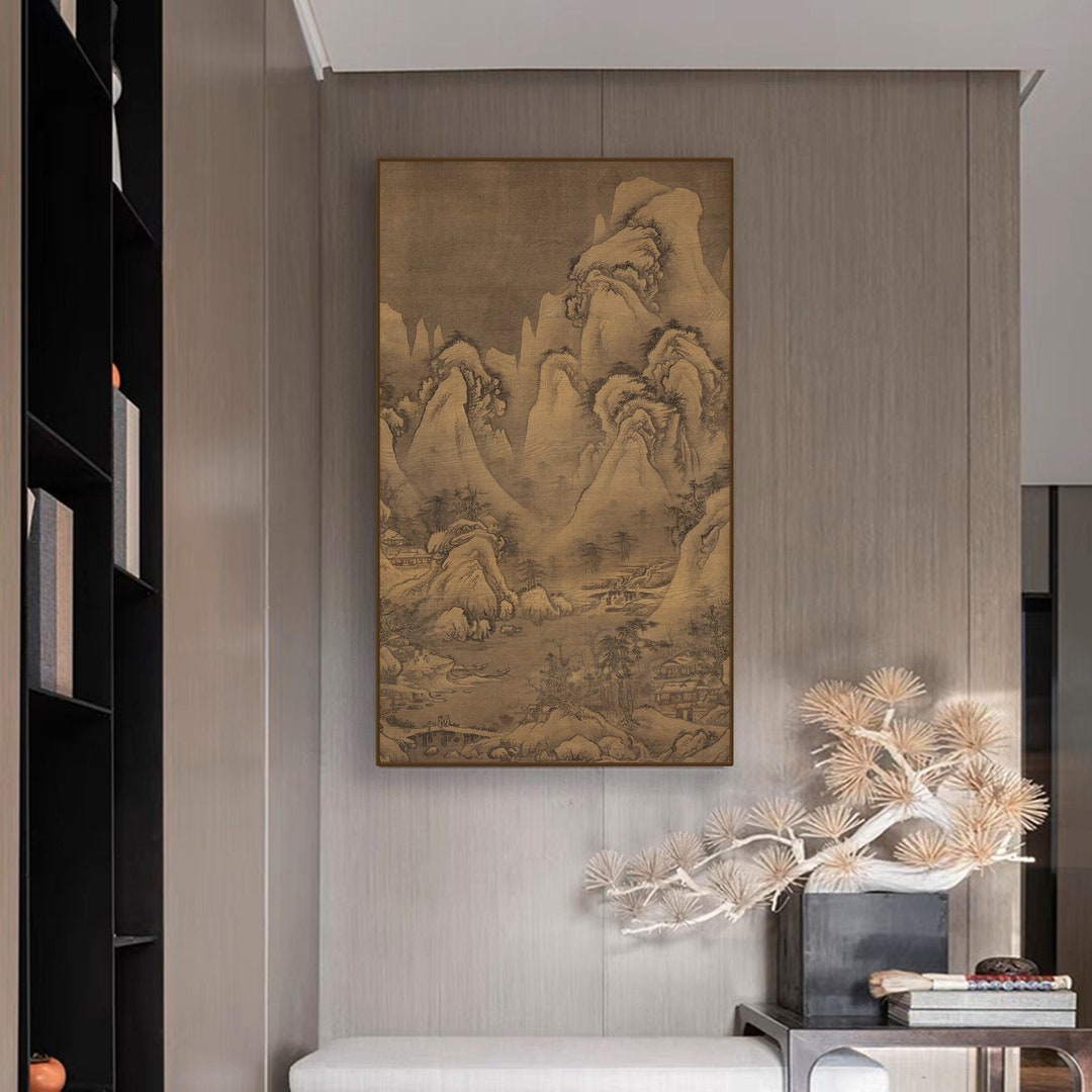 Snow Mountain Art, Chinese Antique Landscape Painting, Silk Print Art ...