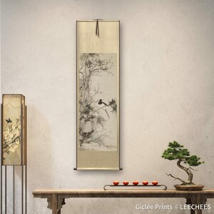 Minimal East Asian Botanic Art Giclee Print, Japanese Painter Yamamoto Baiitsu, Vertical Narrow ...