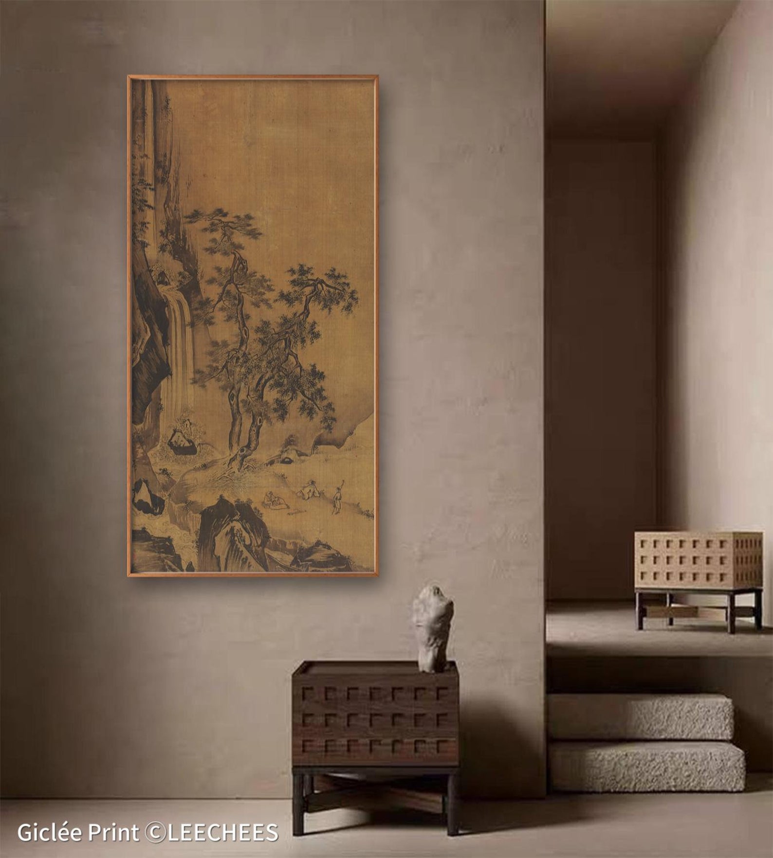 Viewing Waterfall in Pine Shade, Literati Nestled Among the Landscapes ...
