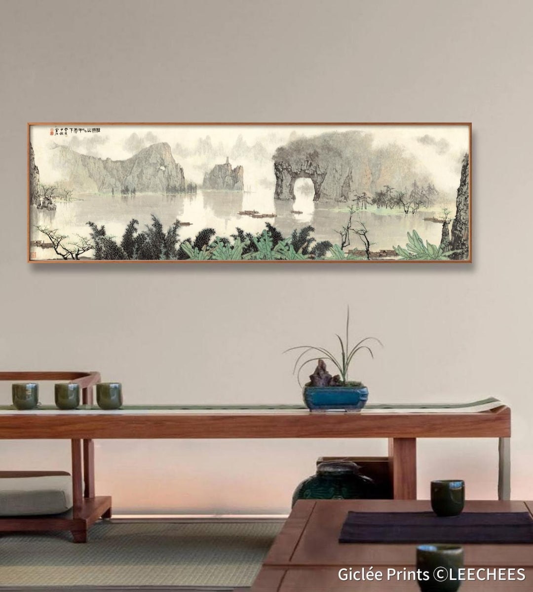 Extra Large Horizontal Chinese Landscape Painting, Fine Art Print ...