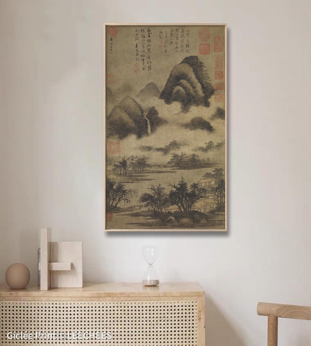 Cascading Waterfalls Amongst the Clouds, Ancient Shan Shui Painting ...