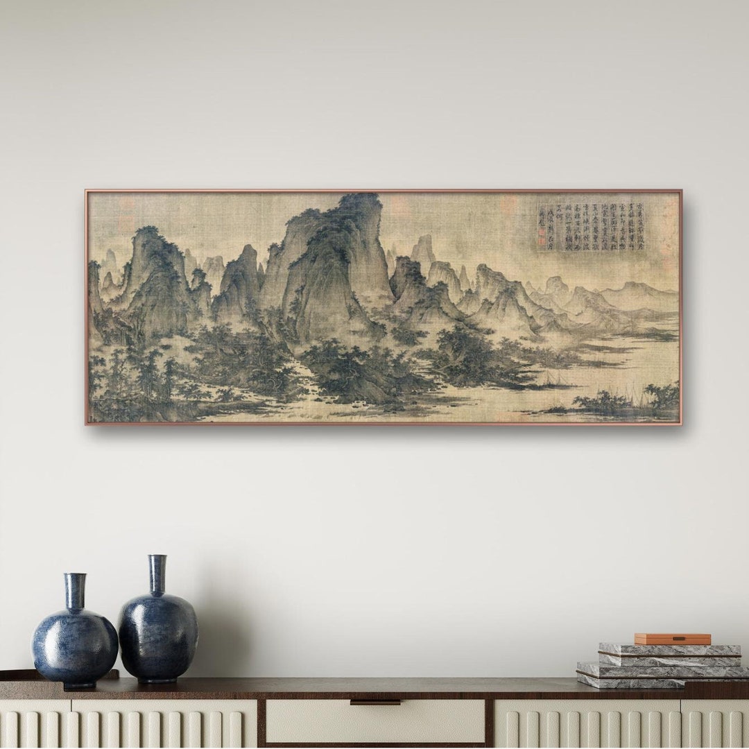 Chinese Antique Landscape Painting Replica, East Asian Retro Miles ...