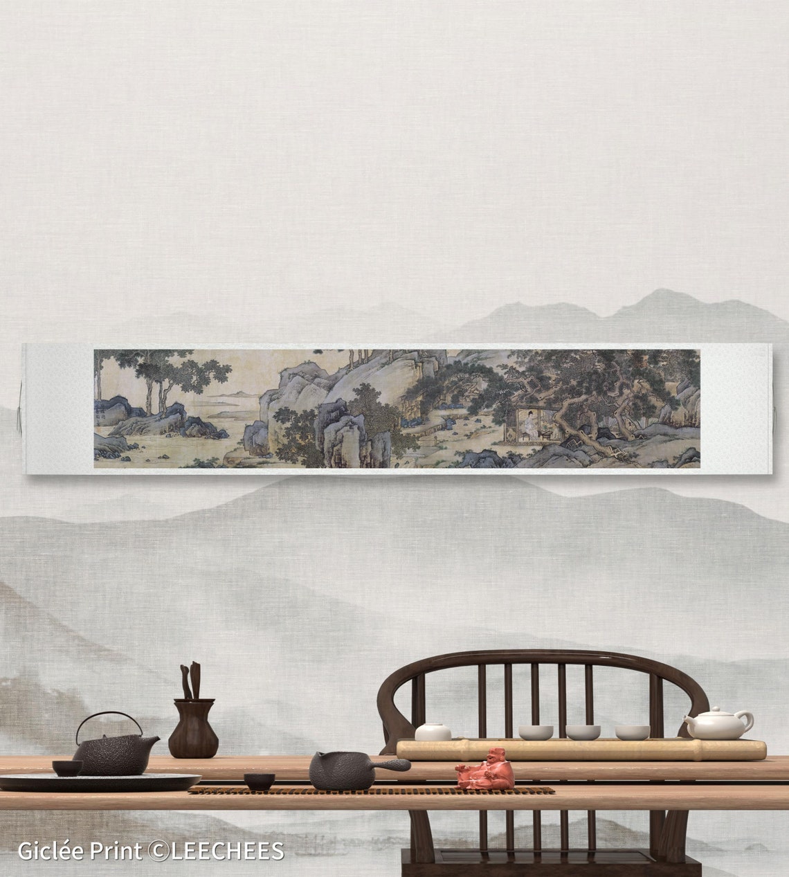 Horizontal Narrow Ancient Landscape Painting, Ancient Literati ...