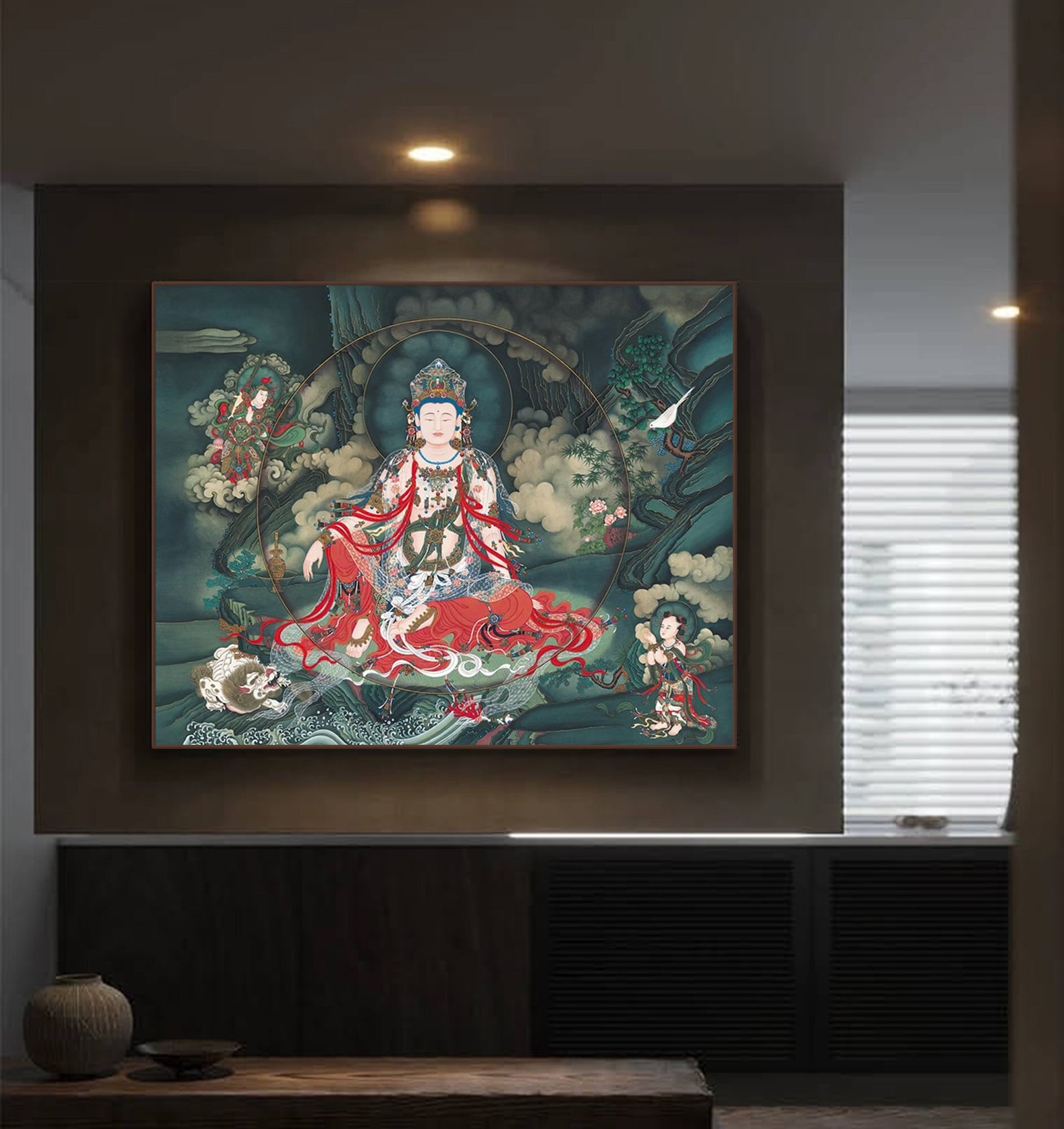Art Replica of Fahai Temple Mural - Water Moon Avalokiteshvara Mural ...