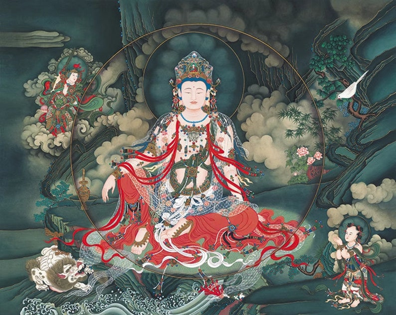 Art Replica of Fahai Temple Mural - Water Moon Avalokiteshvara Mural ...