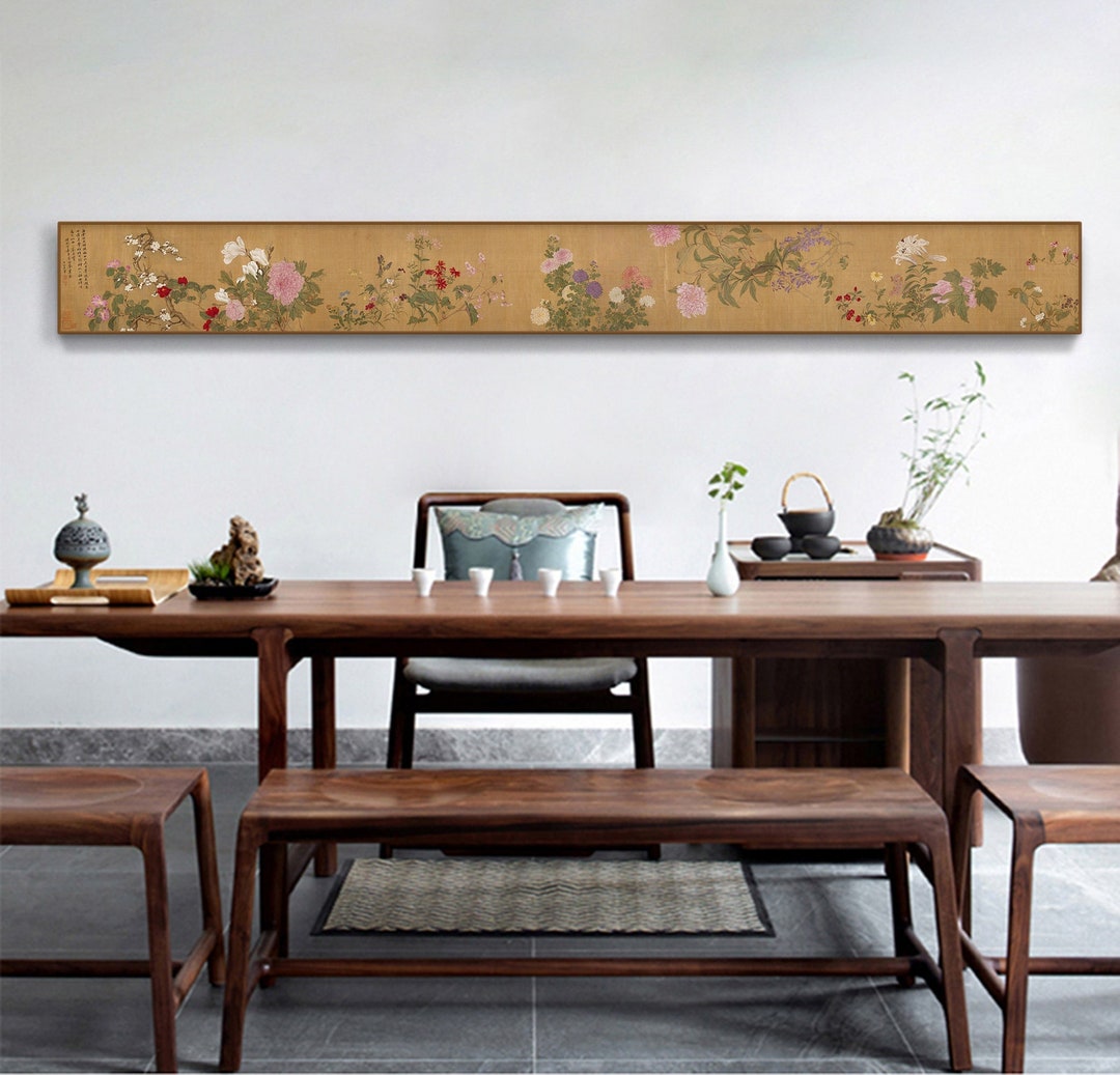 Hundreds Flowers, Hui Shouping, Extra Long Narrow Horizontal Chinese ...