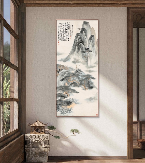 Vertical Chinese Landscape Painting