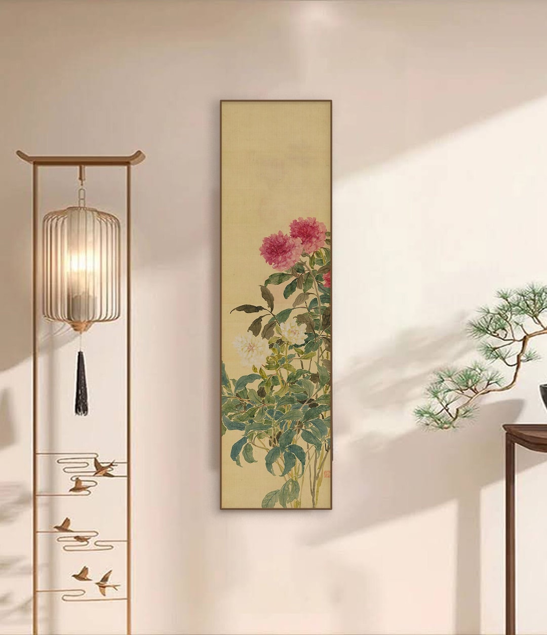 Peony Flower Brush Painting, Botanic Boneless Painting, Art Replica ...