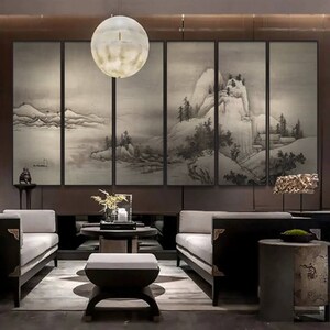 Japanese Sumi E Mountains Painting, Giclee Art Print, Japan Ancient ...