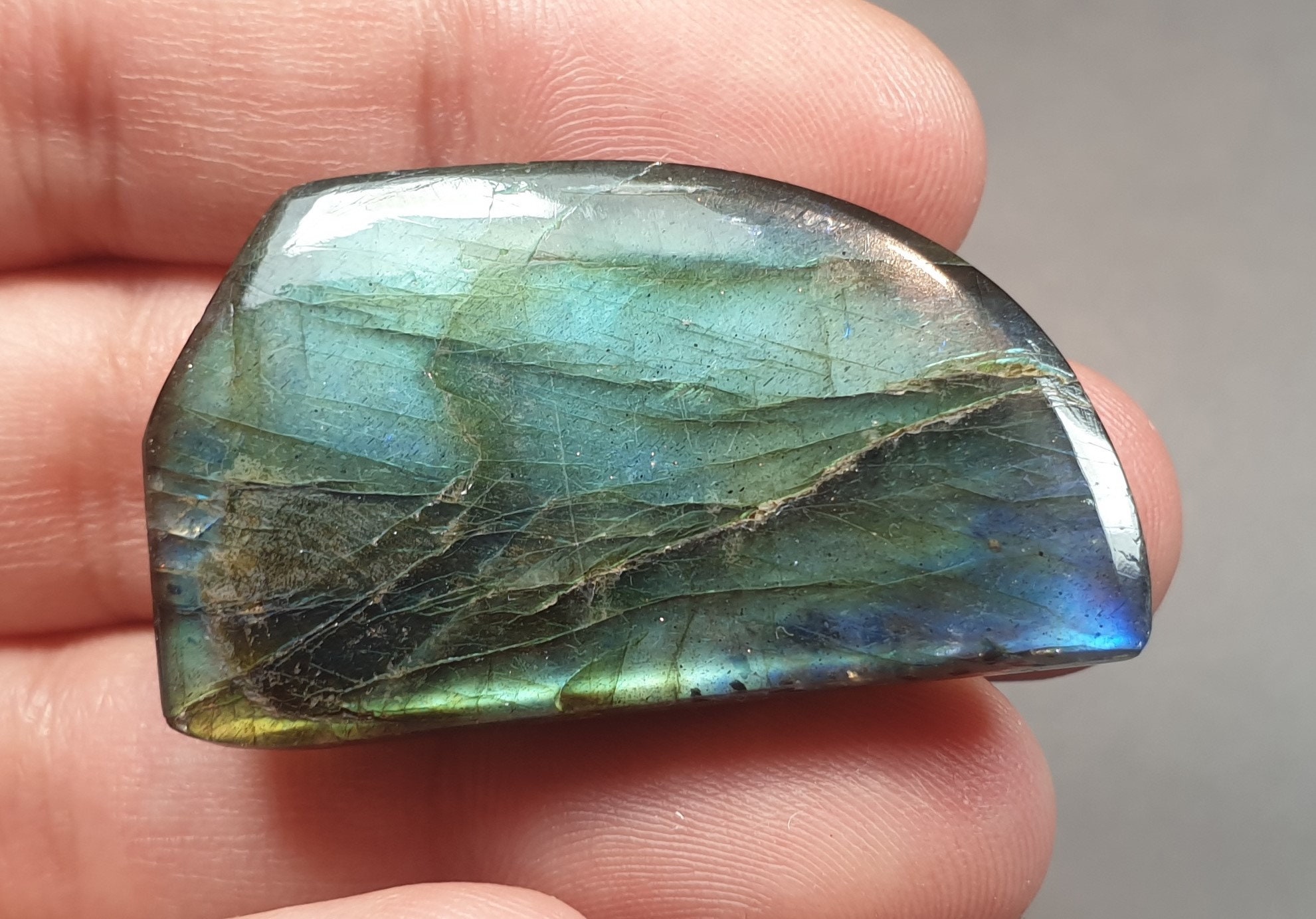Labradorita Mineral Pulido Cabujón Hermoso Azul Natural, Verde ...