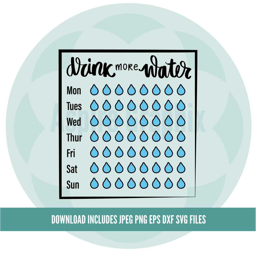 Water Svg, Weekly Water Tracker Svg, Planner Sticker Svg, Functional ...