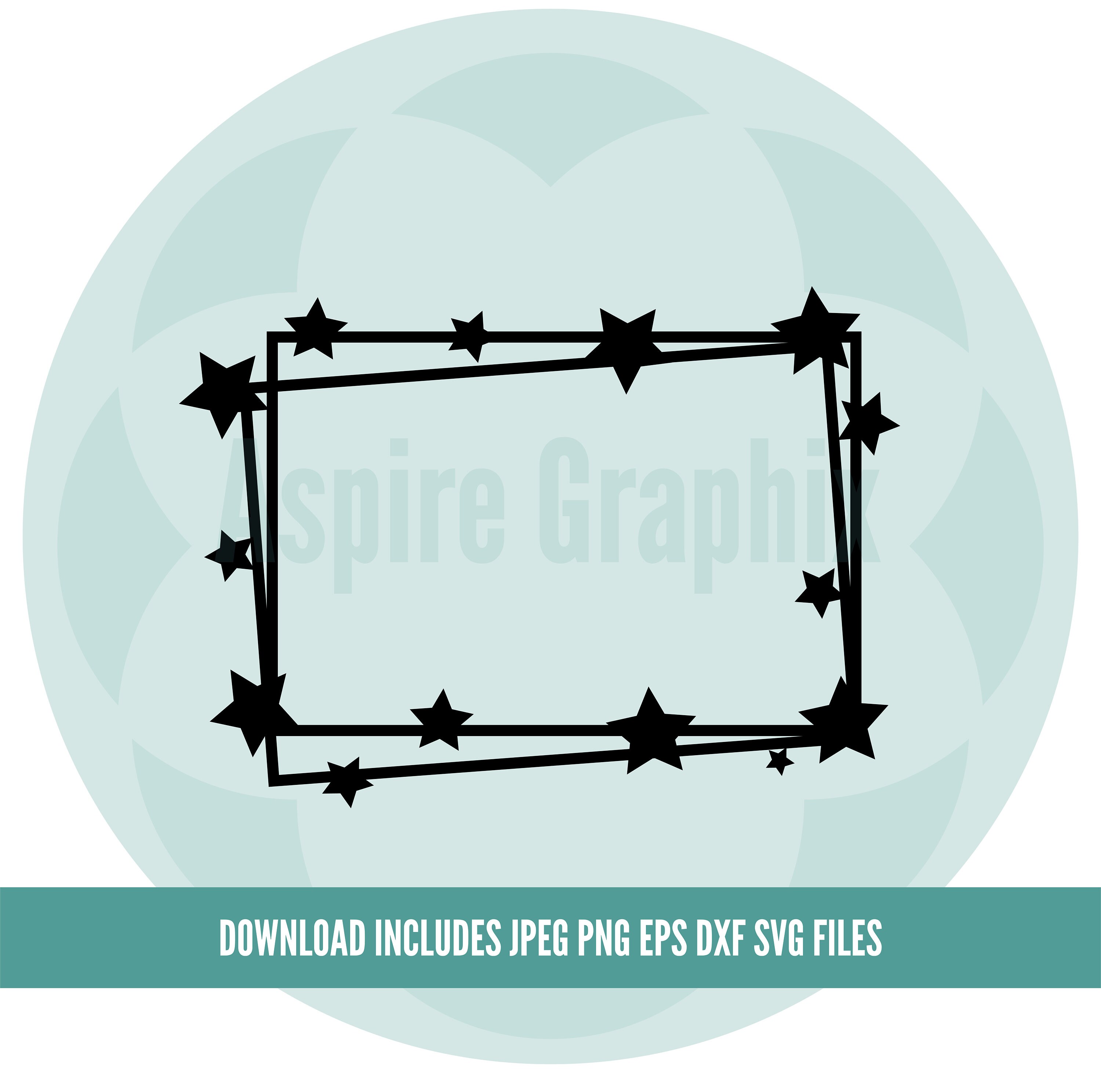Stars Monogram Border SVG, Monogram Frame Svg, Stars Monogram Svg, Hand ...