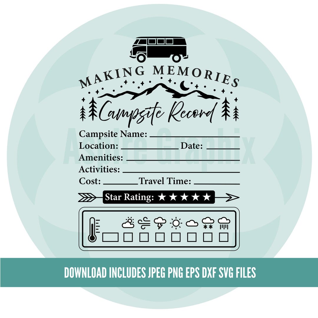 Camping Journal Svg, Campground Info SVG, Travel SVG, Camper Van Svg ...