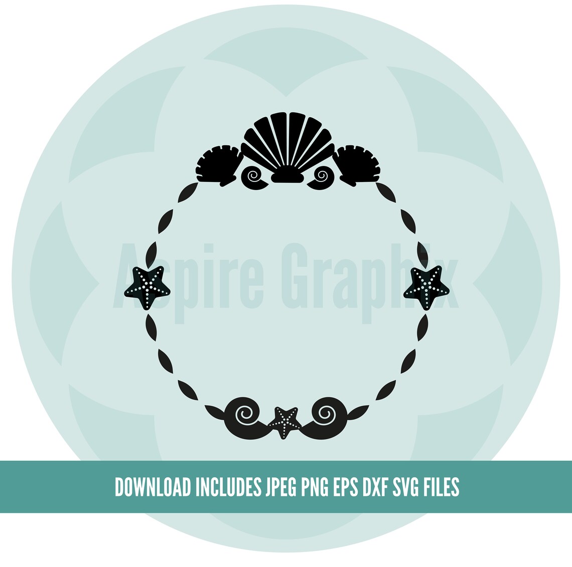Seashell Svg. Monogram Svg, Ocean Monogram Svg, Starfish Svg, Seashell ...