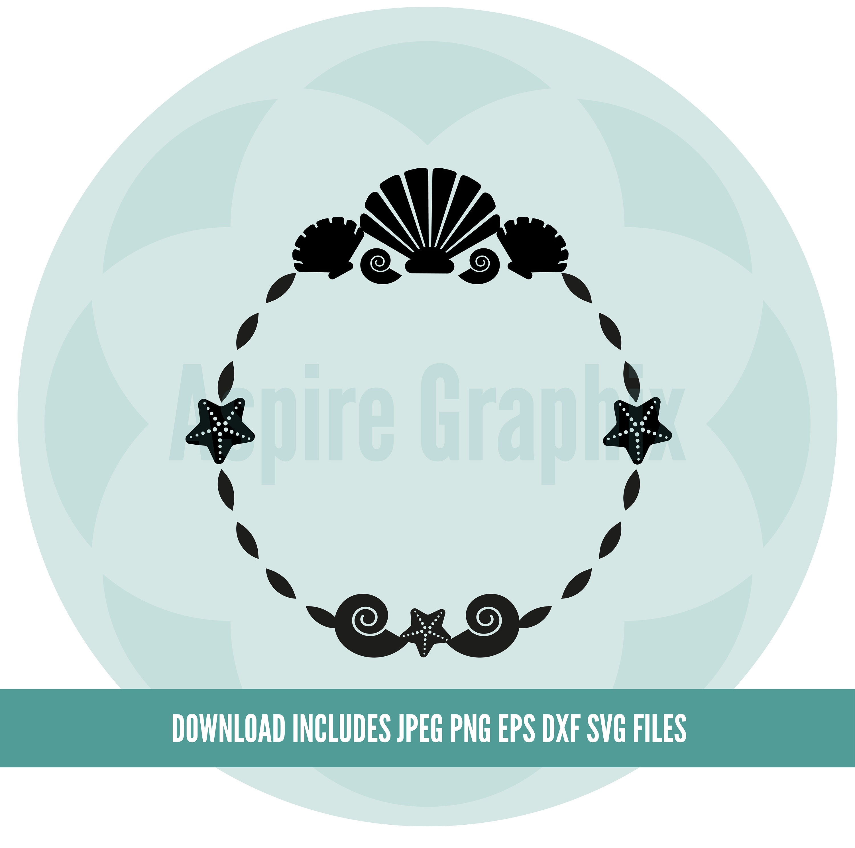 Seashell Svg. Monogram Svg, Ocean Monogram Svg, Starfish Svg, Seashell ...
