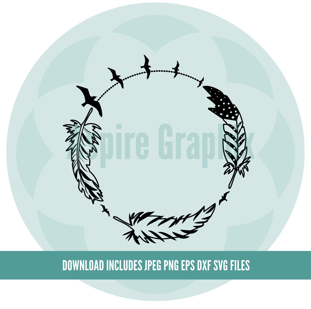 Feather Frame Svg, Boho Frame Svg, Leaves Monogram Frame Svg, Boho ...