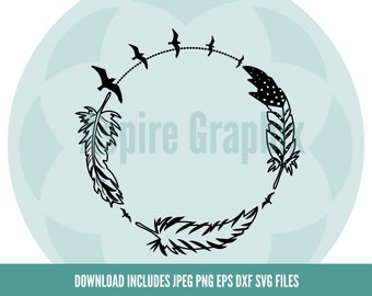 Feather Circle Svg - Etsy