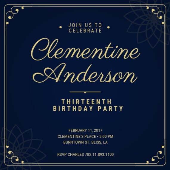 Classy Birthday Invitations | Etsy