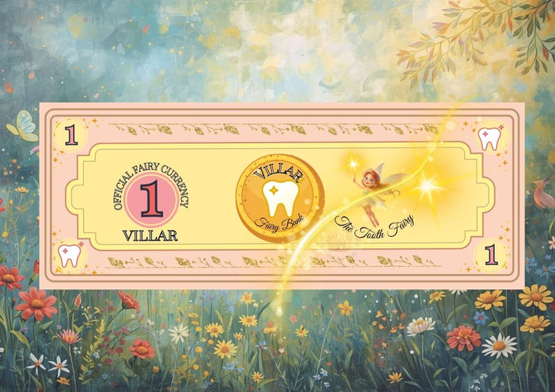 Tooth Fairy Money PDF – Girls – Printable Paper & Coin Currency ...