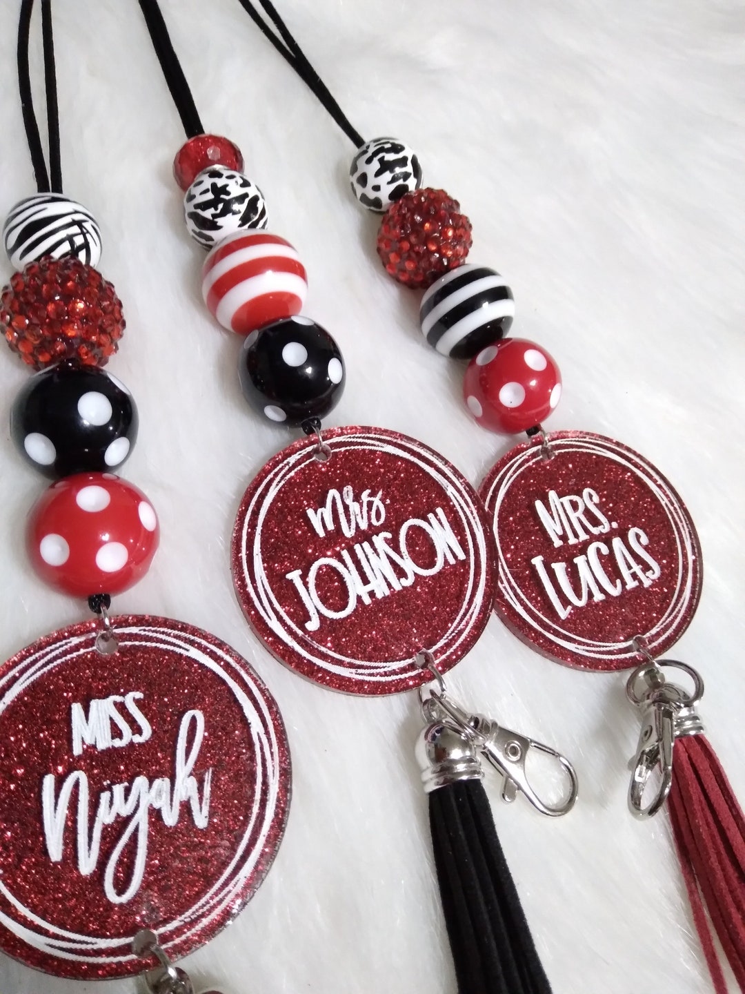 Teacher Lanyard | Bubblegum Bead Lanyard | Backpack Keychain | Acrylic ...