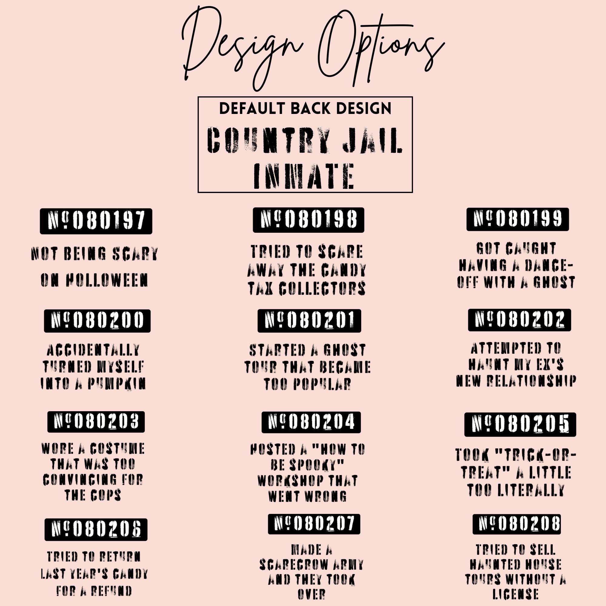 Inmate Halloween Costume, Country Jail Inmate Tshirt, Prison Halloween ...