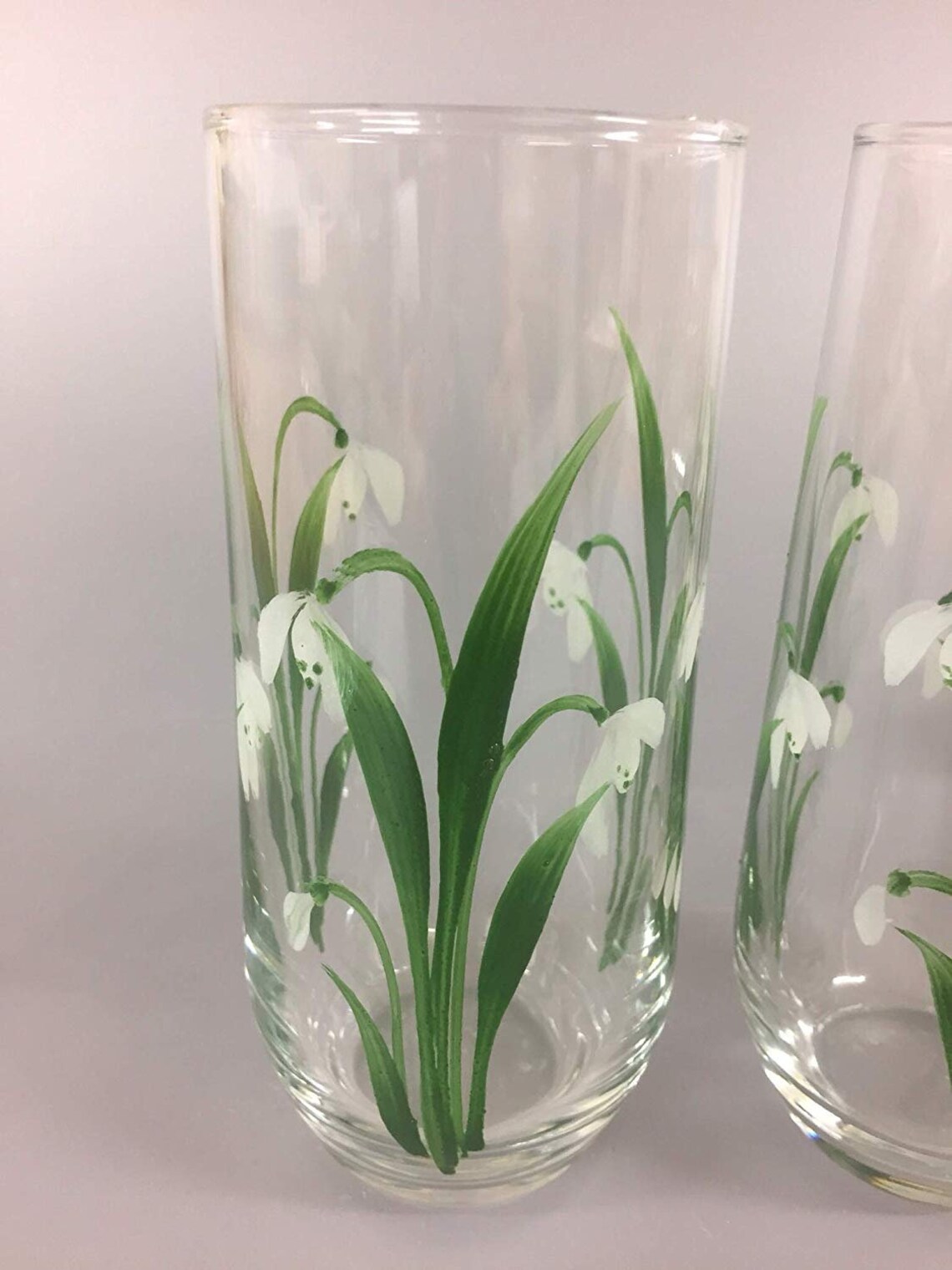 Pair of Hand Painted Hi-ball Glasses Snowdrop Design - Etsy UK