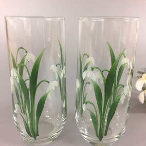 Pair of Hand Painted Hi-ball Glasses Snowdrop Design - Etsy UK