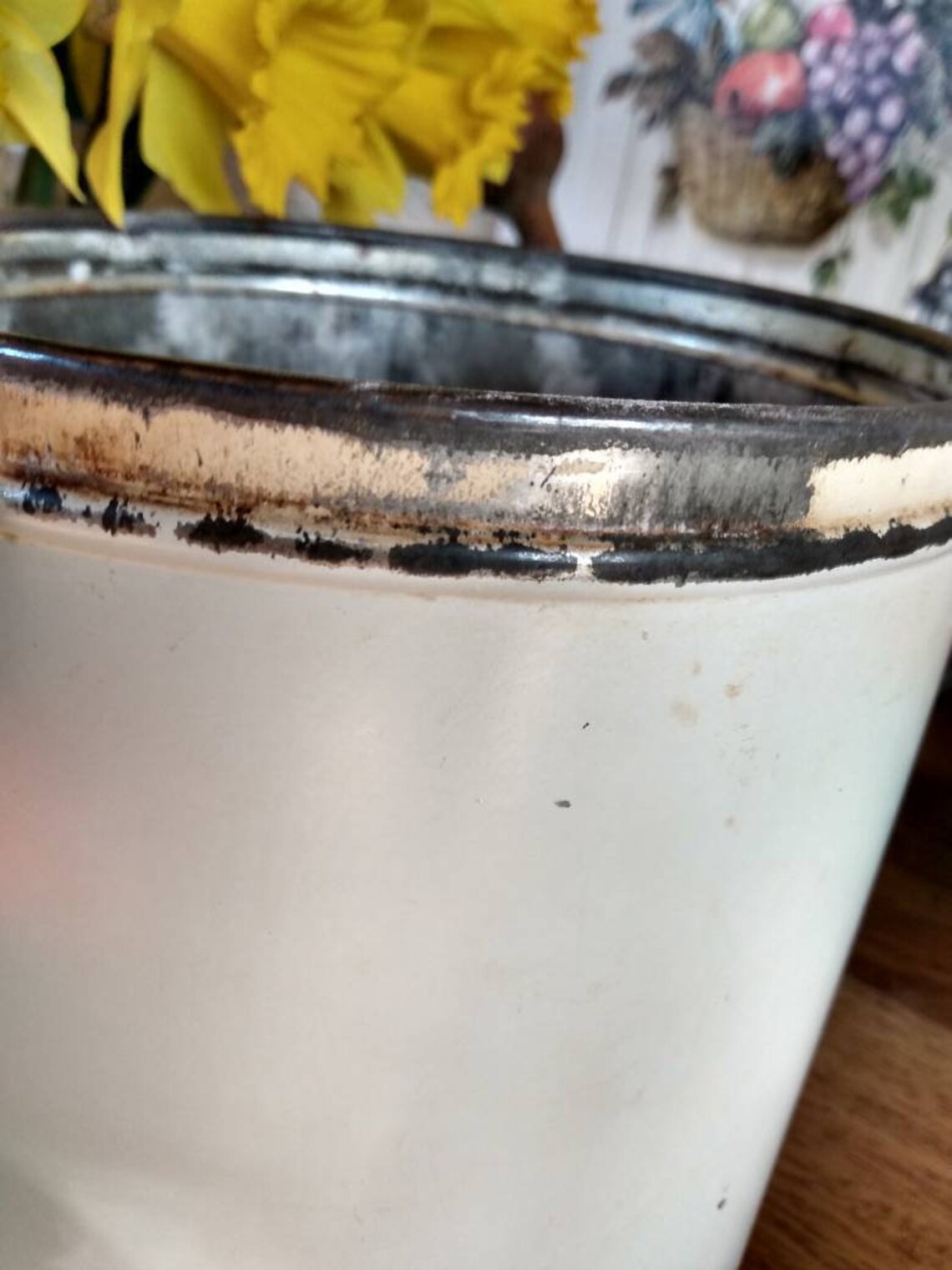 Large red and white vintage flour storage tin | Etsy