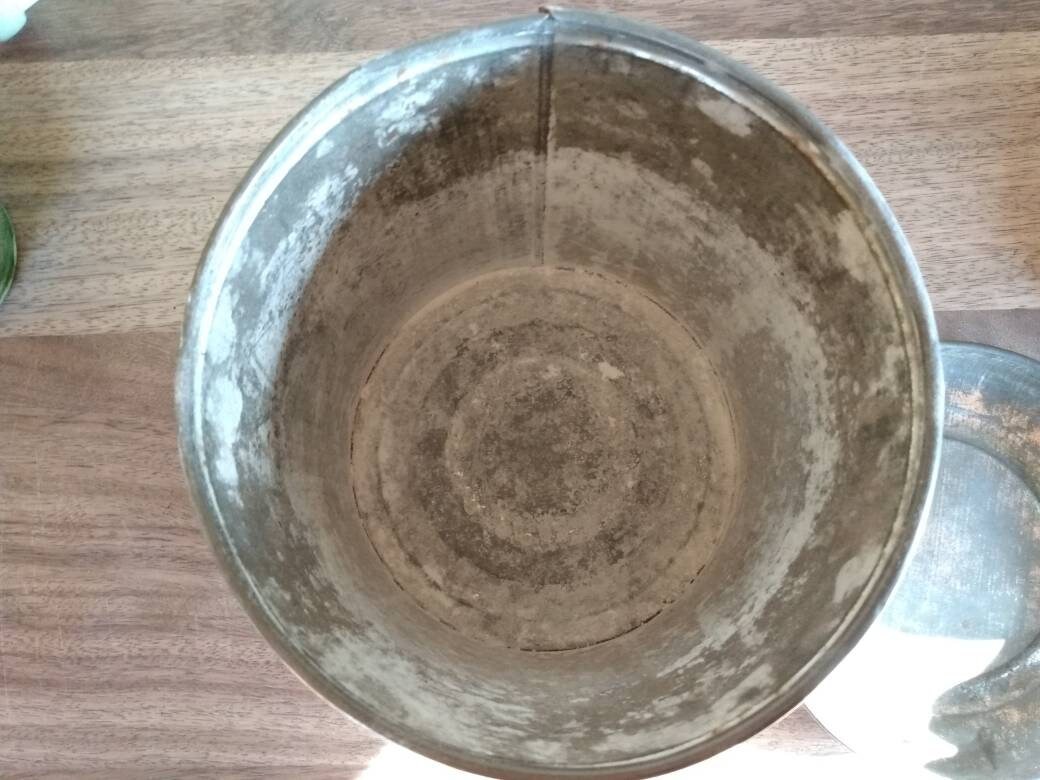 Large red and white vintage flour storage tin | Etsy