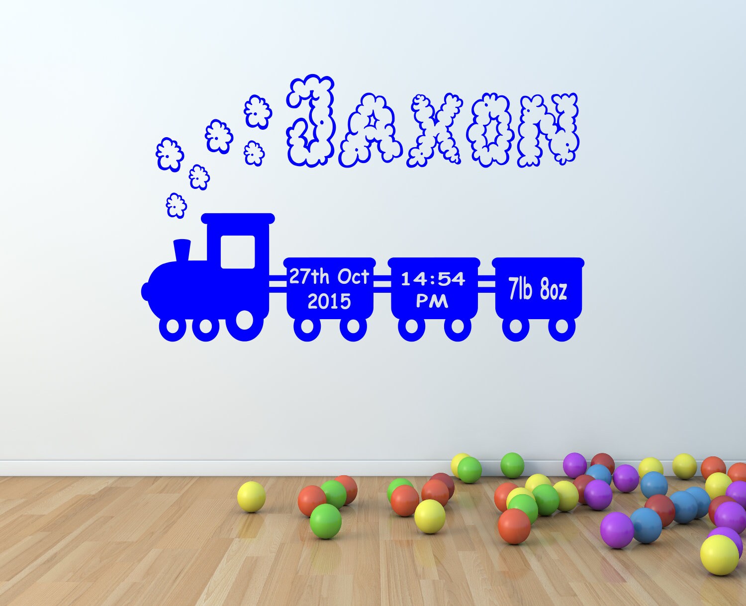 Personalised Kids Train With Birth Details Nursery Vinyl | Etsy