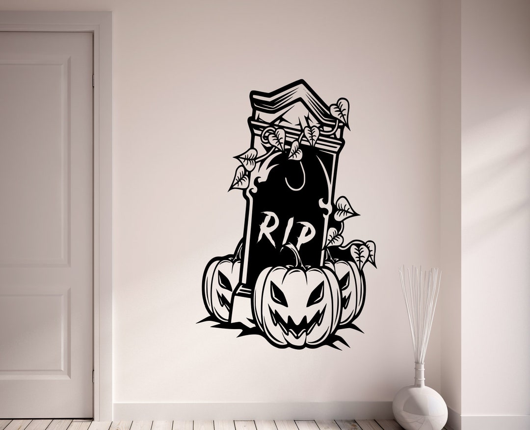 Scary Tombstone Pumpkin RIP Halloween Vinyl Wall / Window Sticker ...