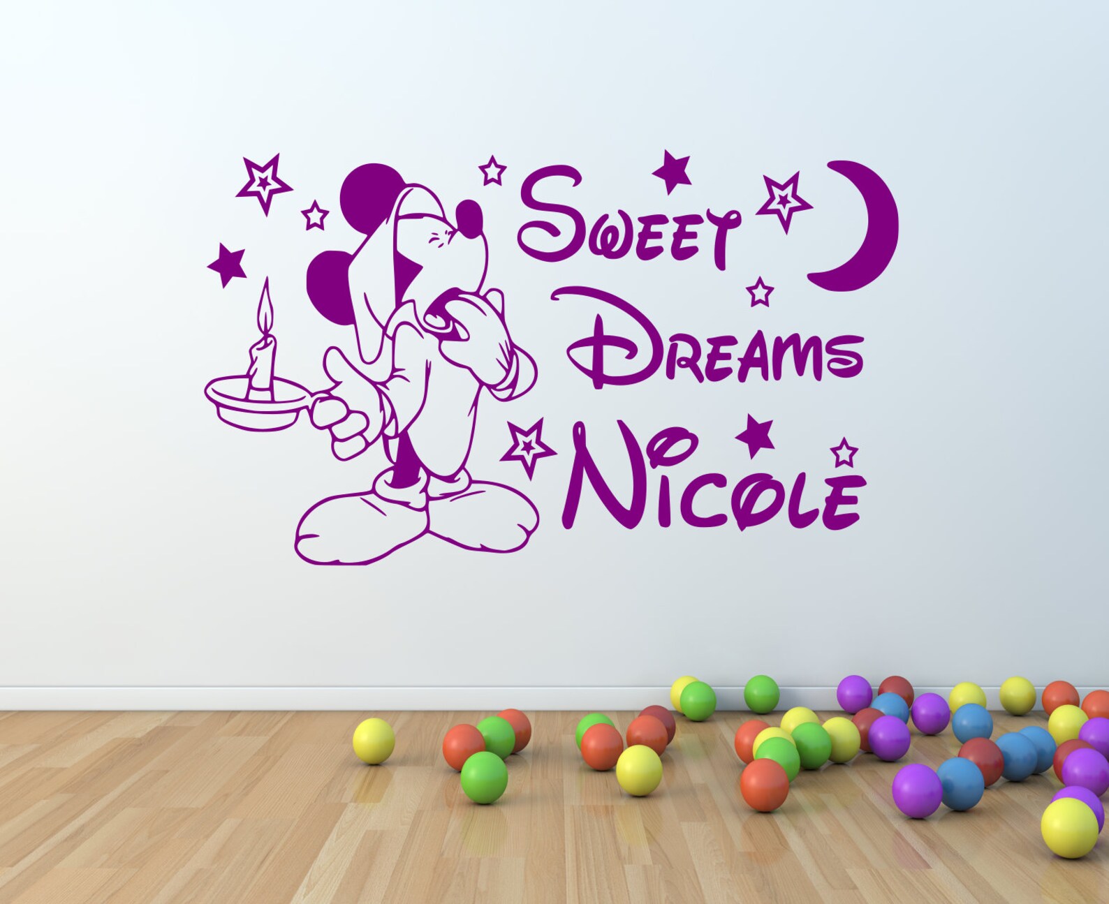 Personalised Mickey Mouse Sweet Dreams Vinyl Wall Art - Etsy