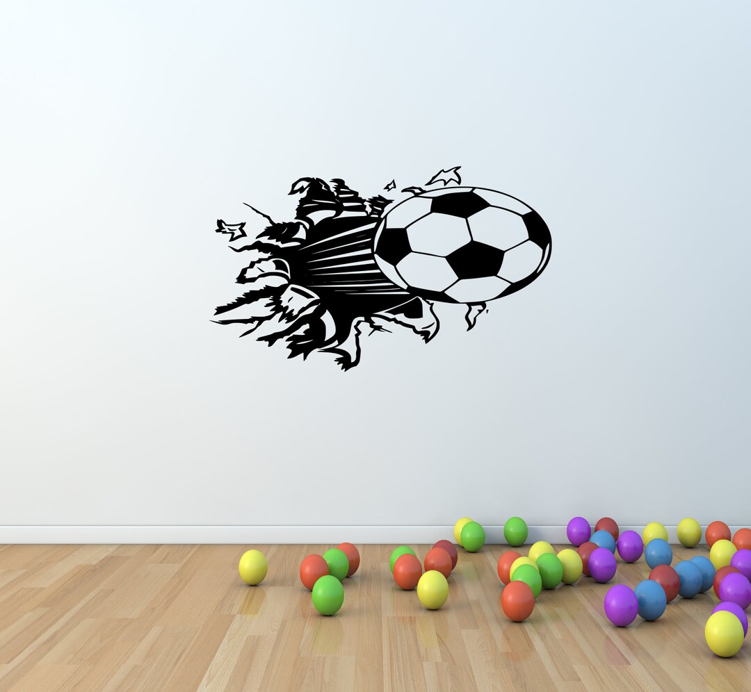Football Breaking Through Wall Vinyl Wall Art Sticker - Etsy