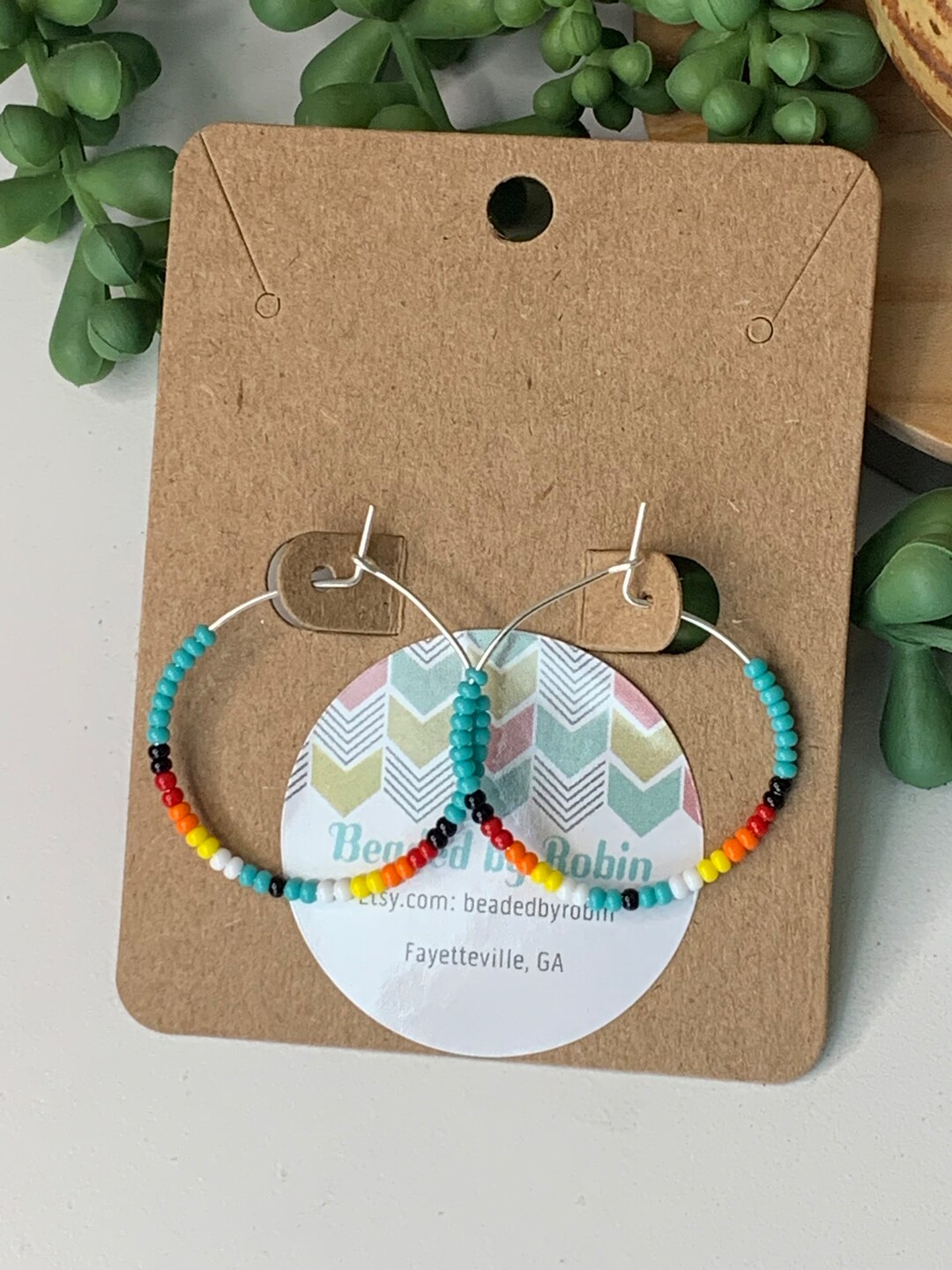 Native American Western Chic Beaded Hoop Earrings - Etsy