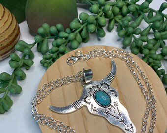 Turquoise Longhorn Pendant - Etsy