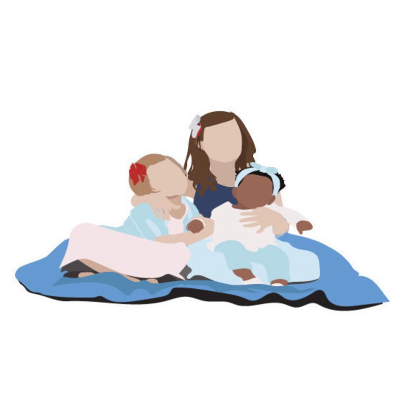 Custom faceless portrait illustration cartoon faceless child | Etsy