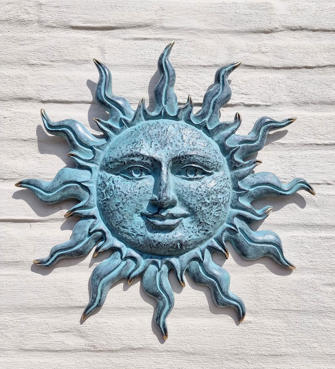 Bronze Sun Sculpture Sun Face Bronze Garden Decor Outdoor Wall Art ...