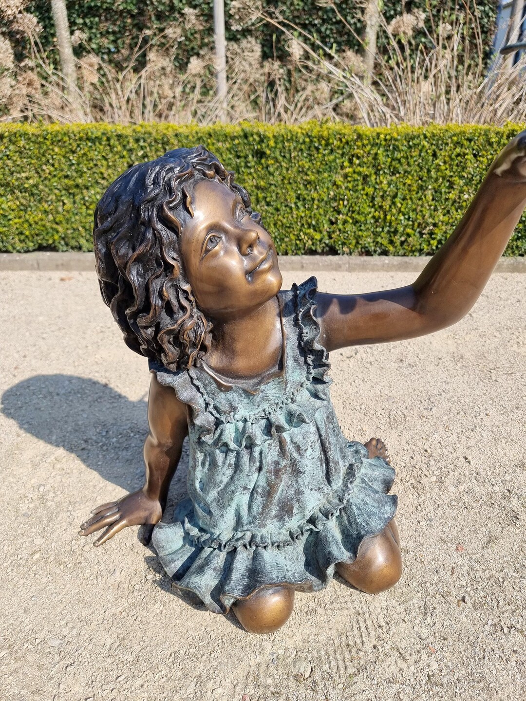 Bronze Garden Sculpture Girl Reading a Book With Butterfly Unique ...